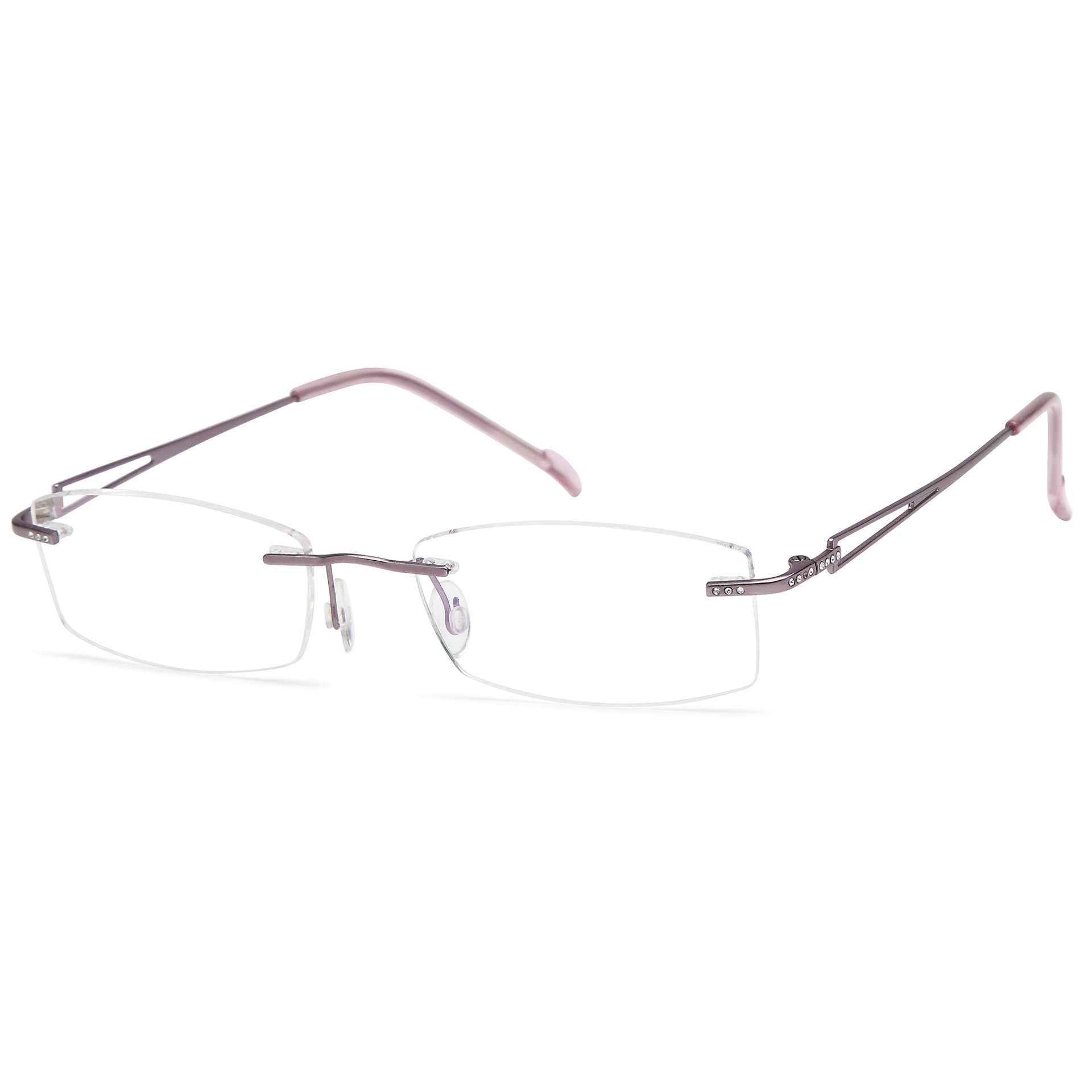 Specs-by-Post. Samantha-Ladies Rimless Glasses-Metal-diamantes